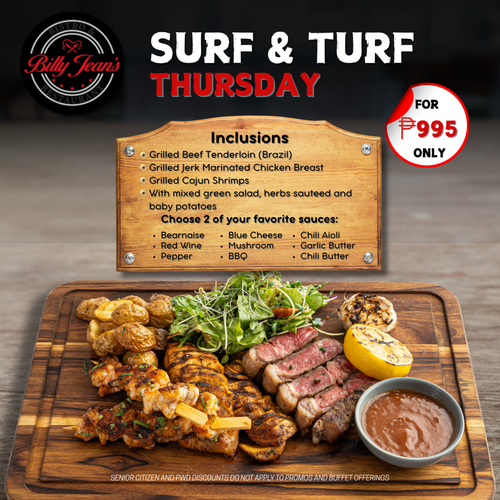 Surf & Turf Thursdays | BillyJean’s Bistro & Restaurant – Indulge in ...